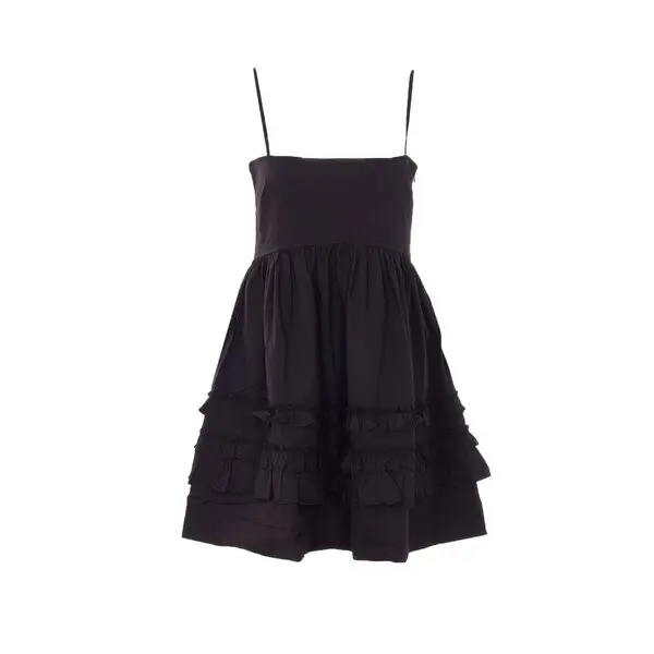 GANNI Mini Frill Dress - Black