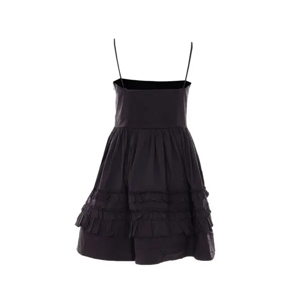 GANNI Mini Frill Dress - Black