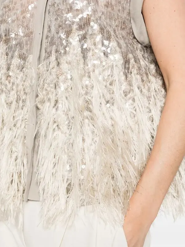 Brunello Cucinelli Sequin Embellished Fringe Shirt