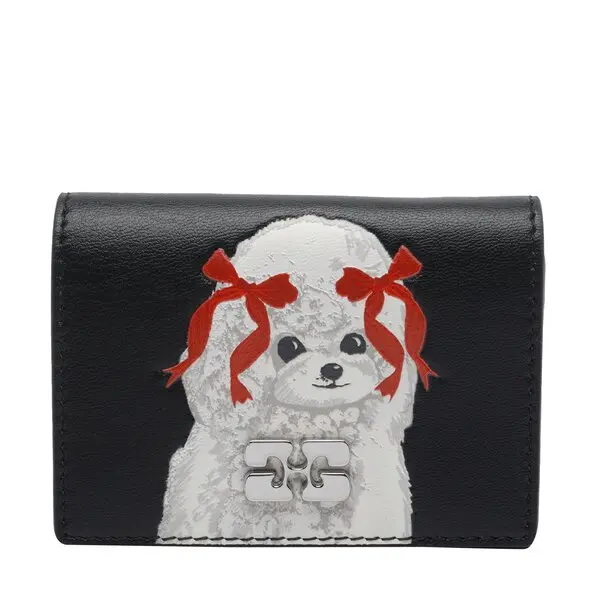 GANNI Poddle Logo Cards Holder - Black