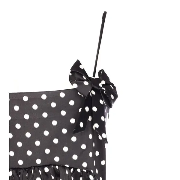 GANNI Polka Dot Satin Mini Dress With Bow Detail