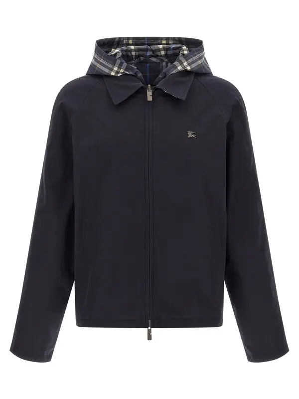 Burberry Reversible Jacket With Adjustable Hood - Blue
