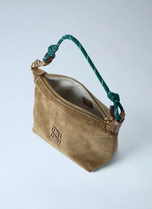 Miu Miu Velvet Shoulder Bag With Logo Detail - Brown