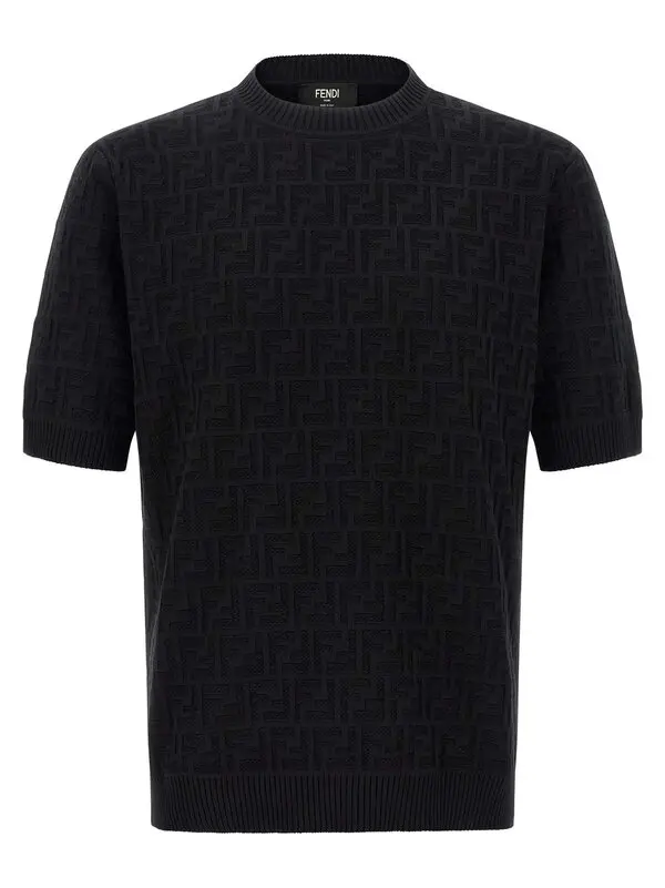 Fendi Ff Logo Crew Neck Short Sleeve Sweater