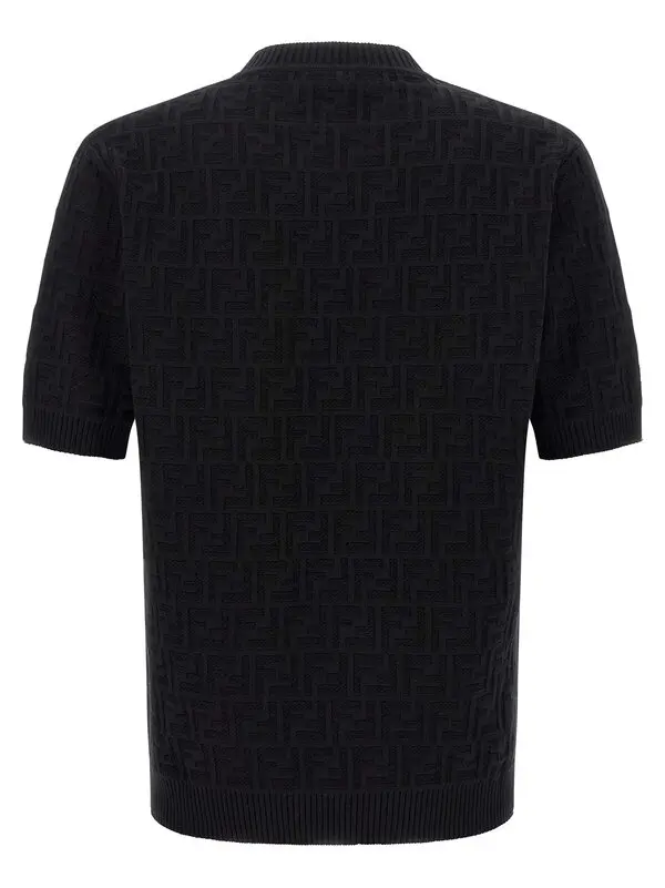 Fendi Ff Logo Crew Neck Short Sleeve Sweater