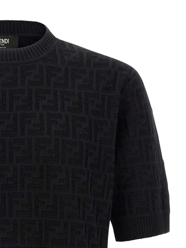 Fendi Ff Logo Crew Neck Short Sleeve Sweater