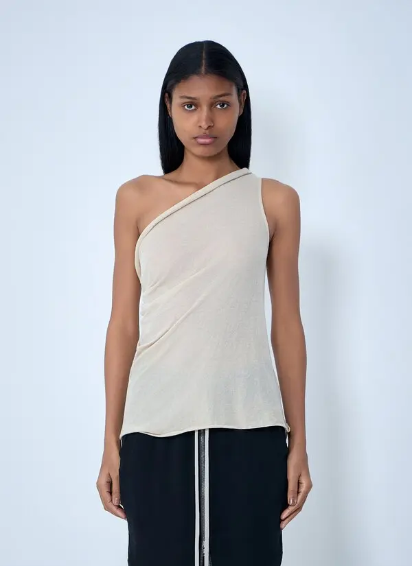 Rick Owens Asymmetrical Draped T-shirt - Cream