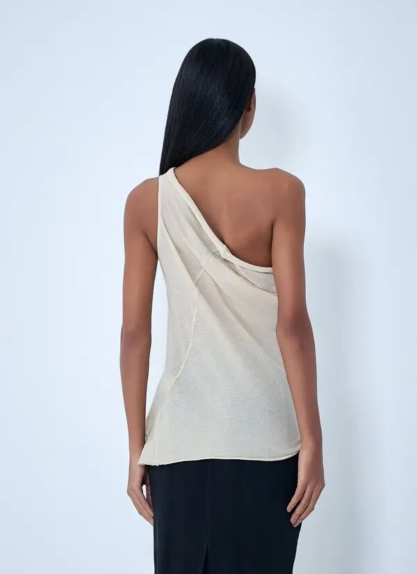 Rick Owens Asymmetrical Draped T-shirt - Cream