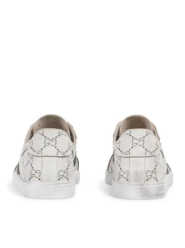 Gucci Low-top Leather Sneakers With Laser-cut Gg Motif