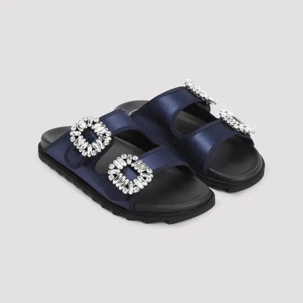 ROGER VIVIER Slidy Strass Embellished Satin Mules