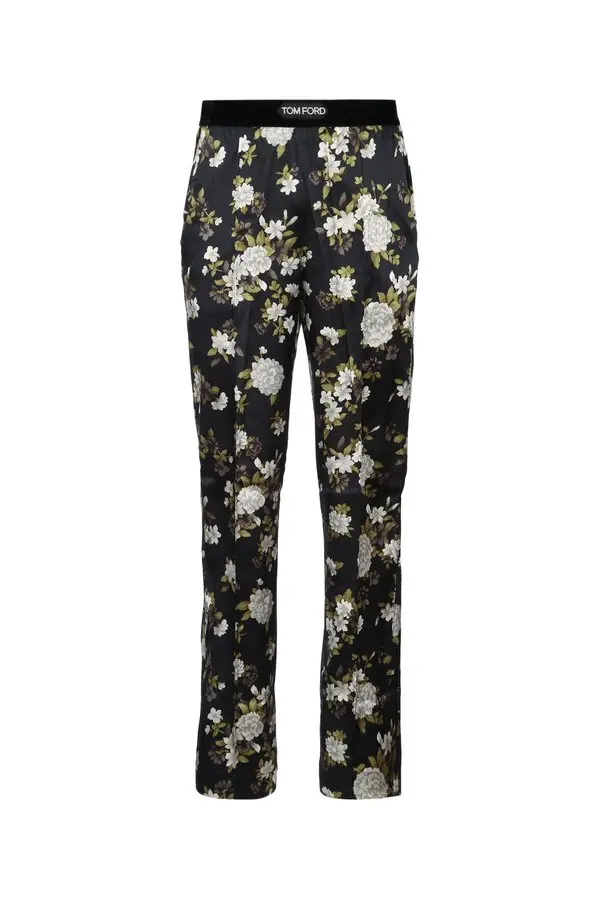 TOM FORD Hendrix Floral On Stretch Silk Satin Pj Pants - Multicolor