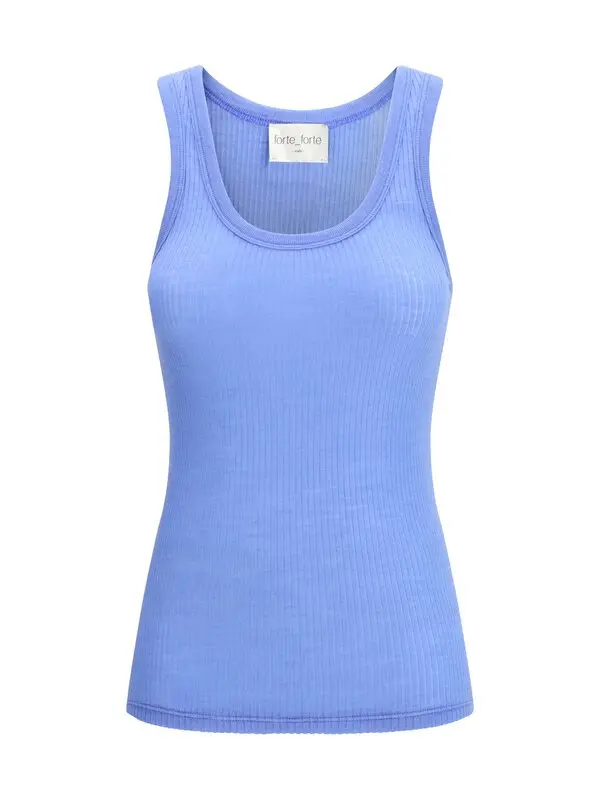 FORTE_FORTE Ribbed Wool U-neck Top