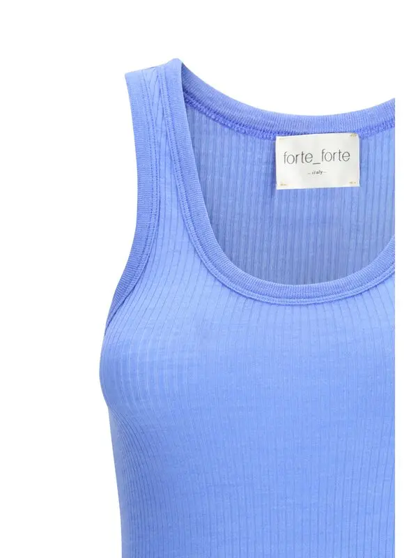 FORTE_FORTE Ribbed Wool U-neck Top