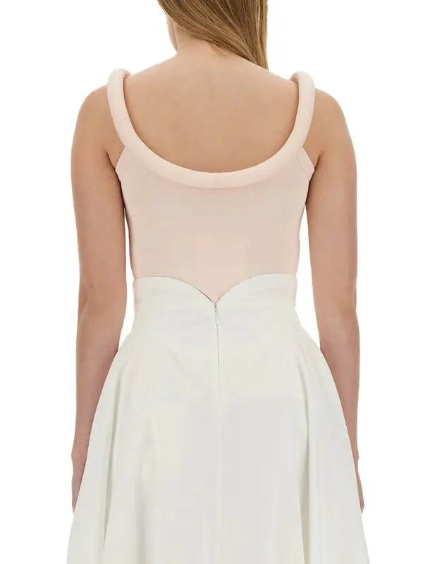 Alexander McQueen Ribbed Knit Top With Logo Detail