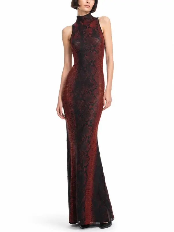 JEAN PAUL GAULTIER Long Dress With Python Print - Brown
