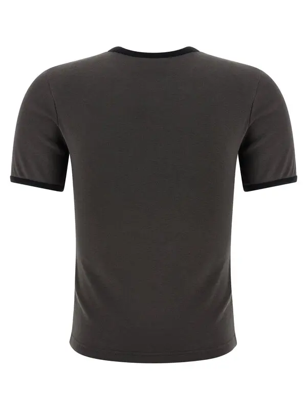 COURREGES Signature Contrast Trim T-shirt - Gray