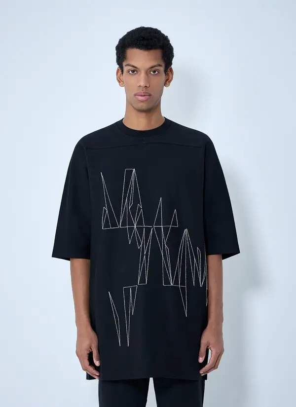 Moncler Embroidered Geometric Cotton T-shirt - Black