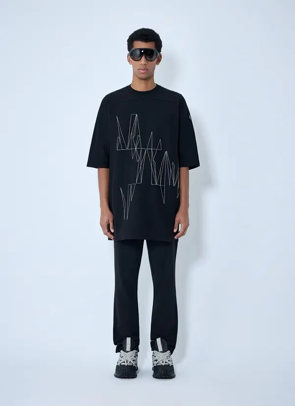 Moncler Embroidered Geometric Cotton T-shirt - Black