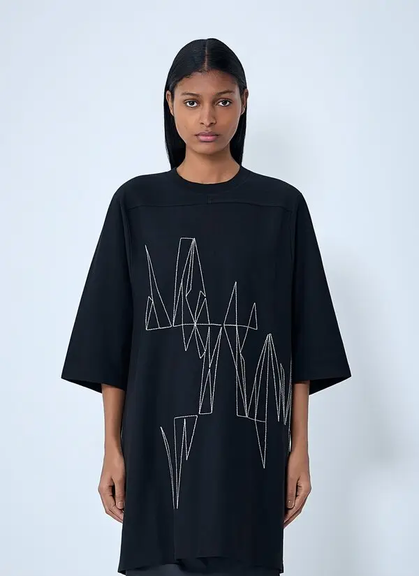 Moncler Embroidered Geometric Cotton T-shirt - Black