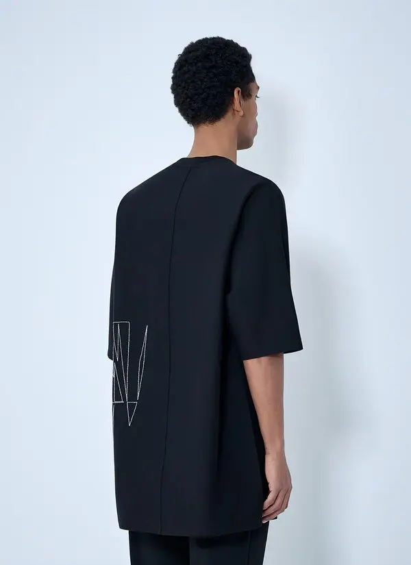 Moncler Embroidered Geometric Cotton T-shirt - Black