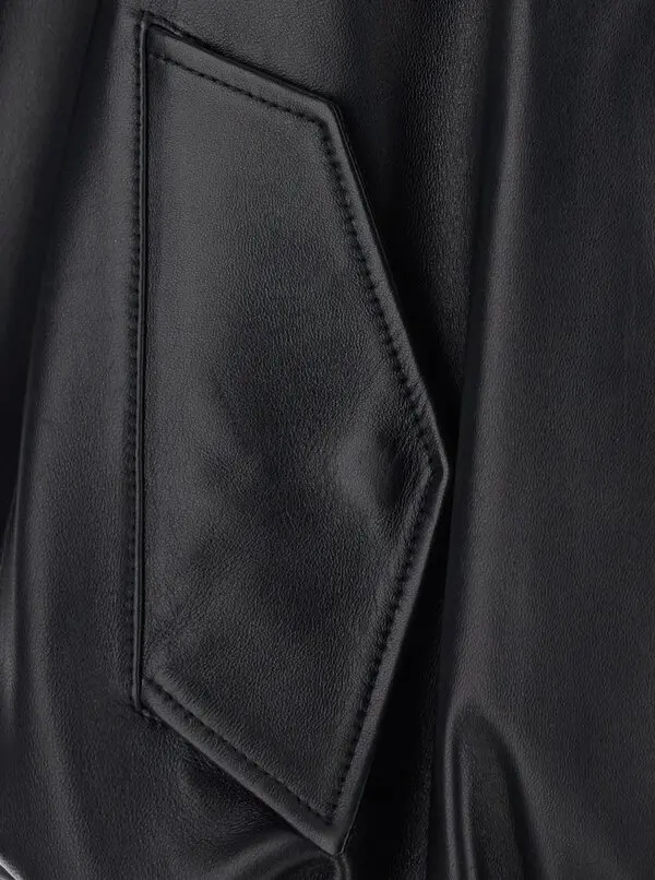 Balenciaga Leather Bomber Jacket With High Collar - Multicolor