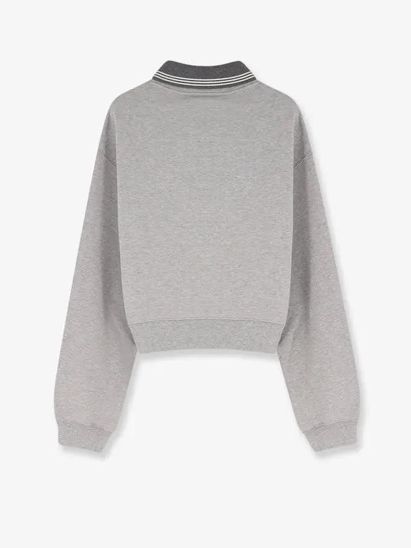 Miu Miu Melange Cotton Sweatshirt With Ribbed Crewneck - Multicolor