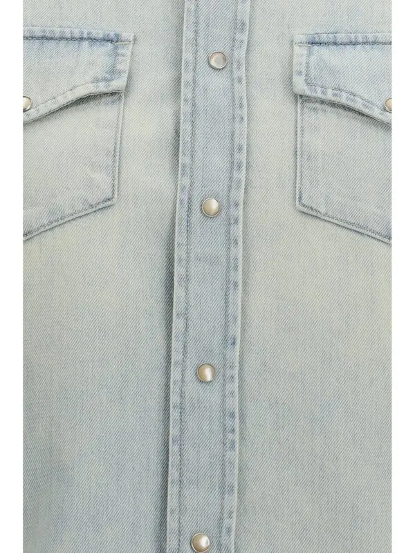 Jacob Cohen Lightweight Denim Western Shirt With Bleach Wash - Blue