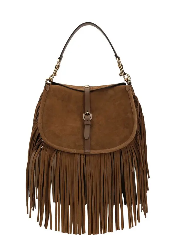 Etro Suede Leather Fringed Shoulder Bag - Multicolor