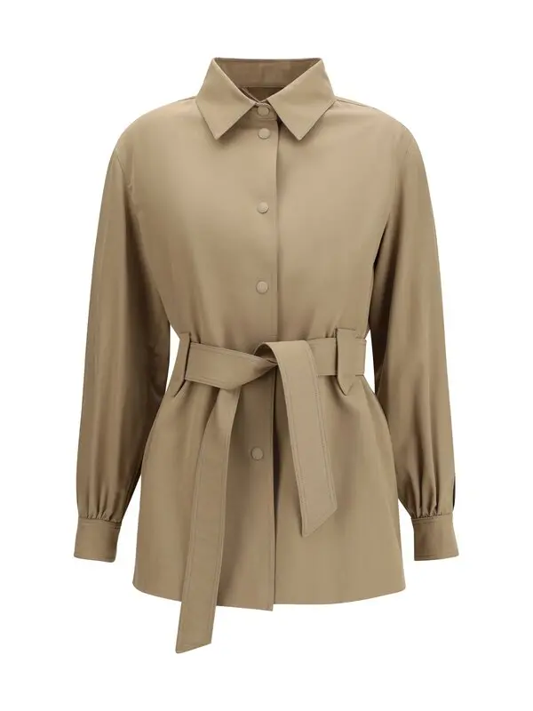 Max Mara Wool Belted Jacket-shirt - Brown