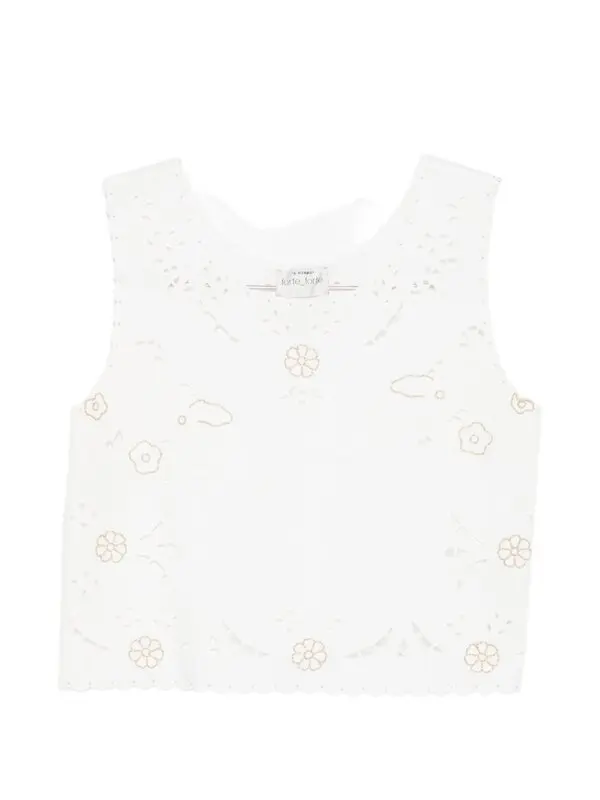 FORTE_FORTE White Broderie Anglaise Sleeveless Top - Multicolor