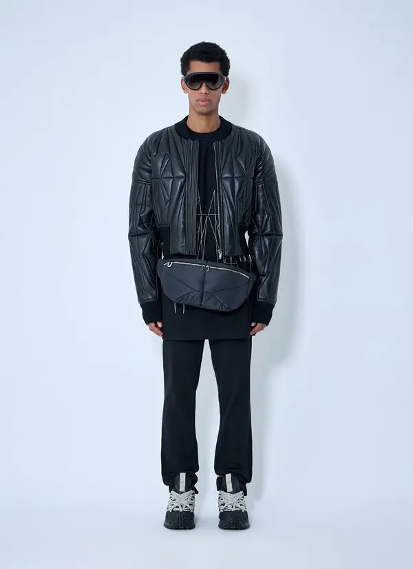 Moncler Geocamo Cropped Quilted Leather Bomber Jacket