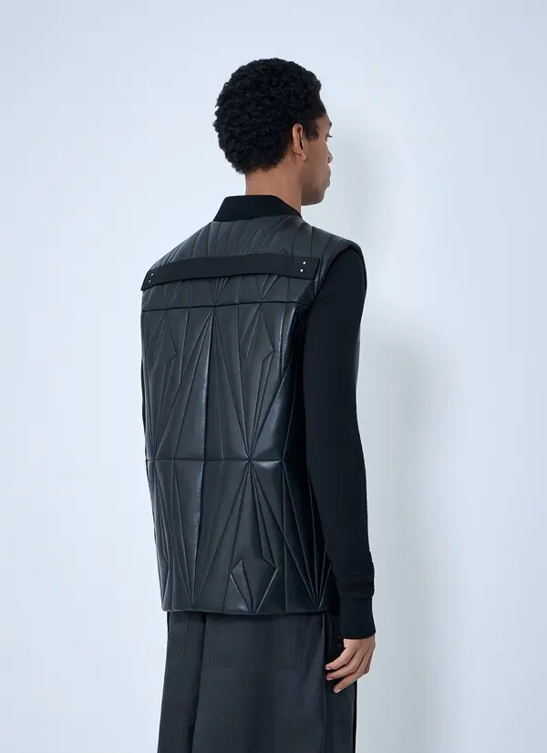 Moncler Rick Owens Geocamo Flight Leather Hooded Gilet - Black