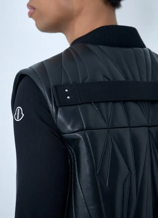 Moncler Rick Owens Geocamo Flight Leather Hooded Gilet - Black