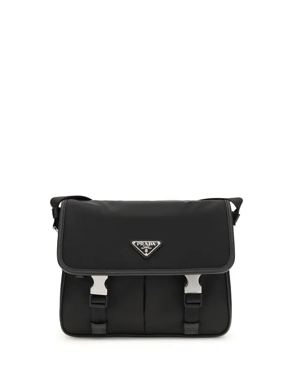 Prada Re-nylon And Saffiano Shoulder Bag - Black