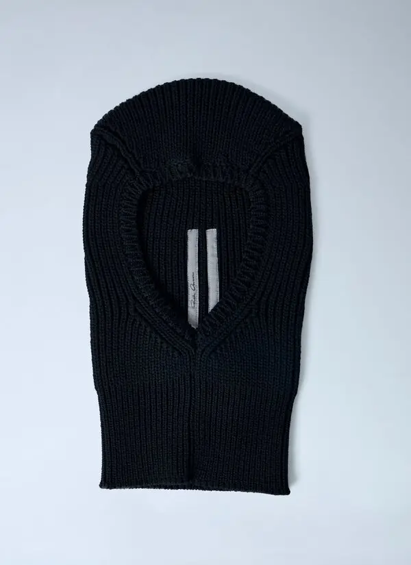 Rick Owens Ribbed Knit Cut-out Balaclava - Black