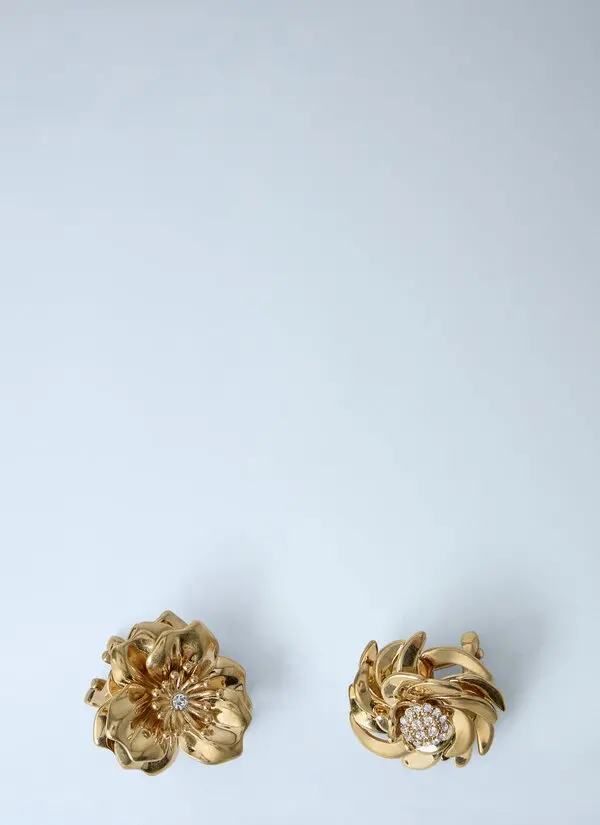 Miu Miu Tone Crystal Motif Earrings - Gold