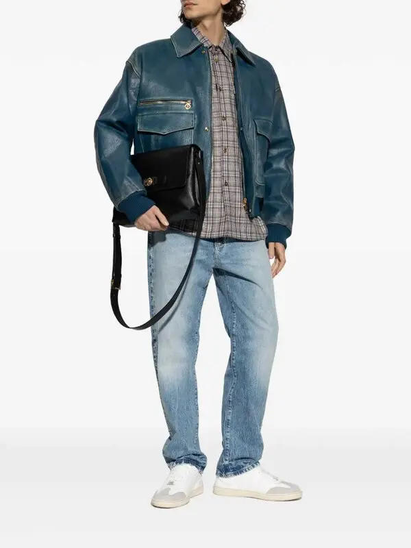 Versace Leather Zip-up Jacket