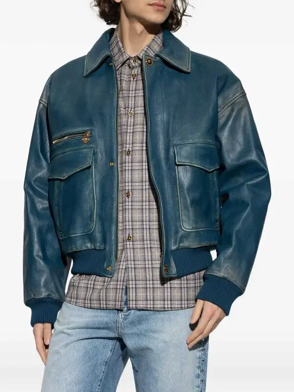 Versace Leather Zip-up Jacket