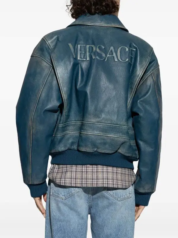Versace Leather Zip-up Jacket