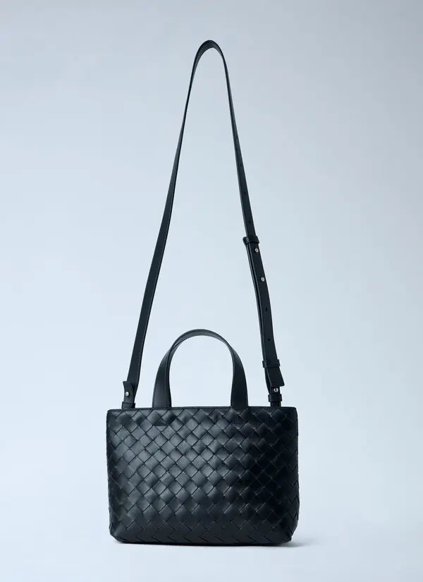 Bottega Veneta Mini Intrecciato Zipped Tote Bag - Black