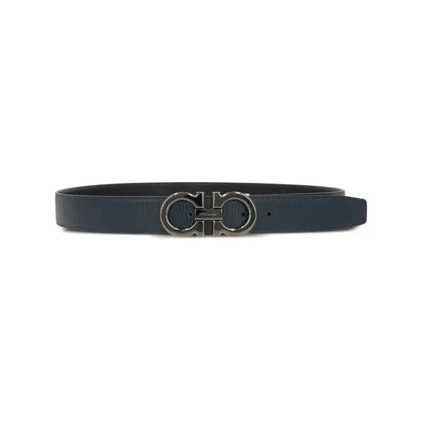 FERRAGAMO Gancini Buckle Leather Belt - Black