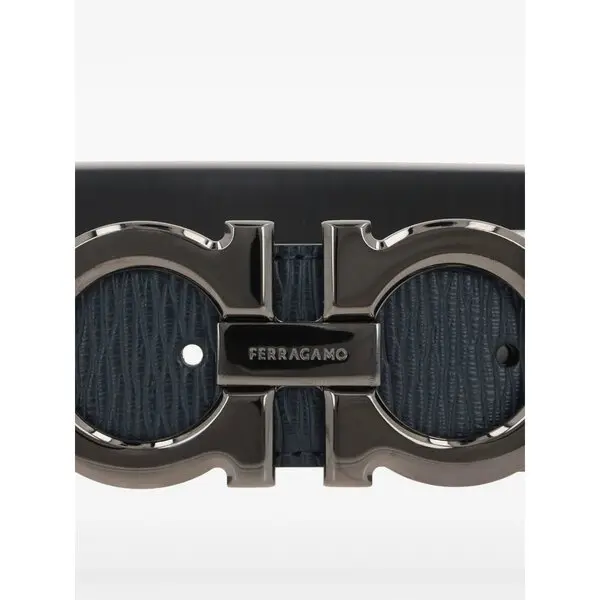 FERRAGAMO Gancini Buckle Leather Belt - Black