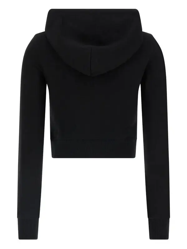 DIESEL® Embroidered Cropped Hooded Sweatshirt - Black