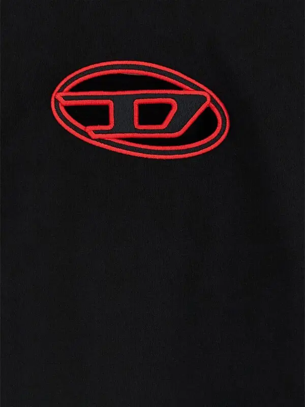 DIESEL® Embroidered Cropped Hooded Sweatshirt - Black