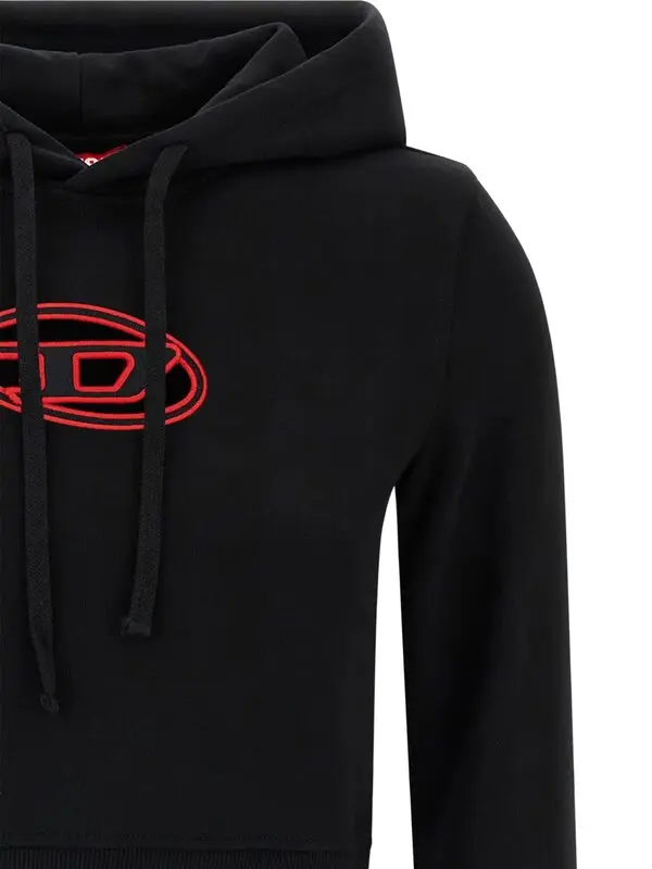 DIESEL® Embroidered Cropped Hooded Sweatshirt - Black