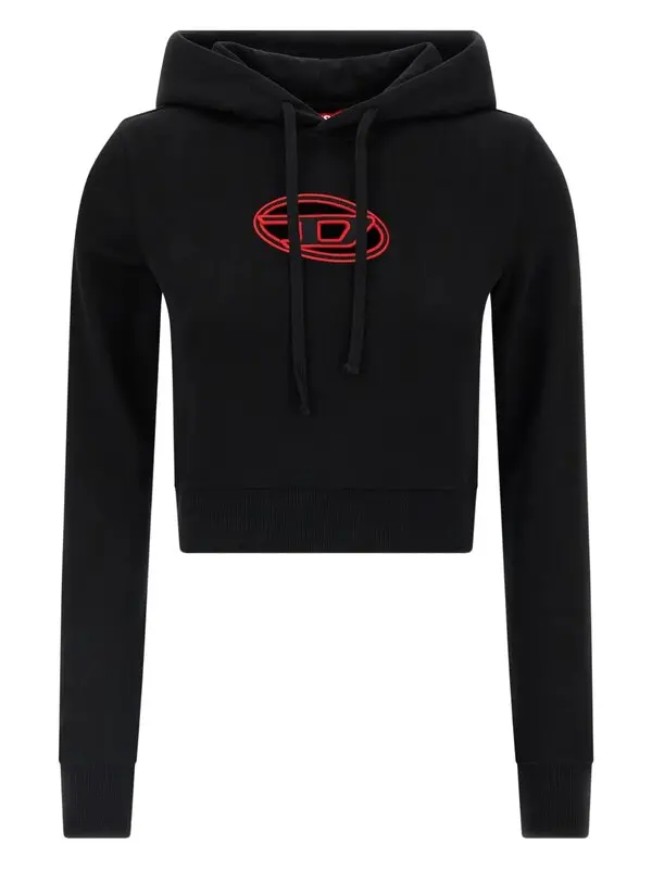 DIESEL® Embroidered Cropped Hooded Sweatshirt - Black