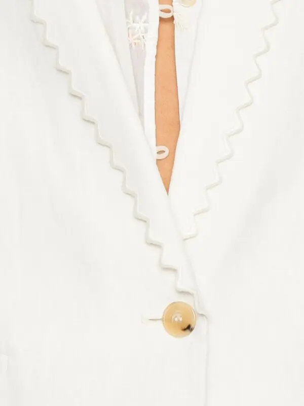 FORTE_FORTE Linen Single-breasted Jacket With Decorative Stitching - Multicolor
