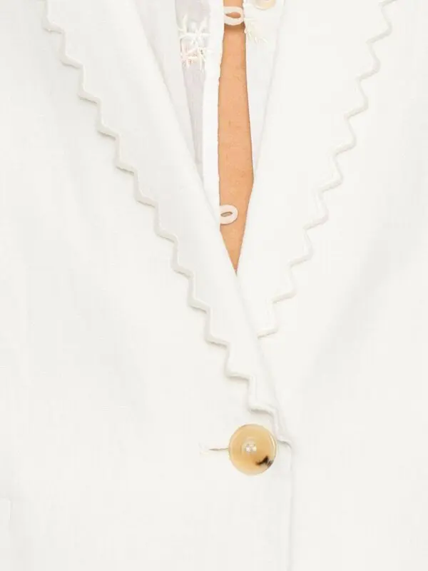 FORTE_FORTE Linen Single-breasted Jacket With Decorative Stitching - Multicolor