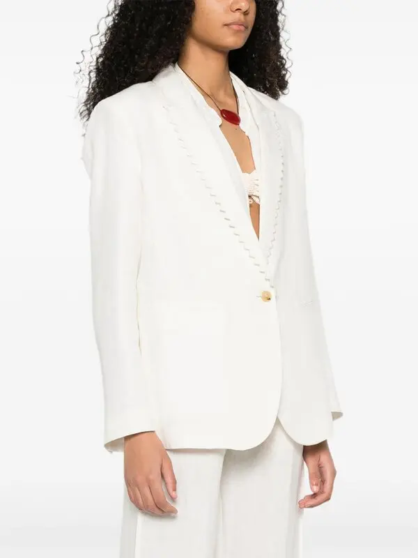 FORTE_FORTE Linen Single-breasted Jacket With Decorative Stitching - Multicolor