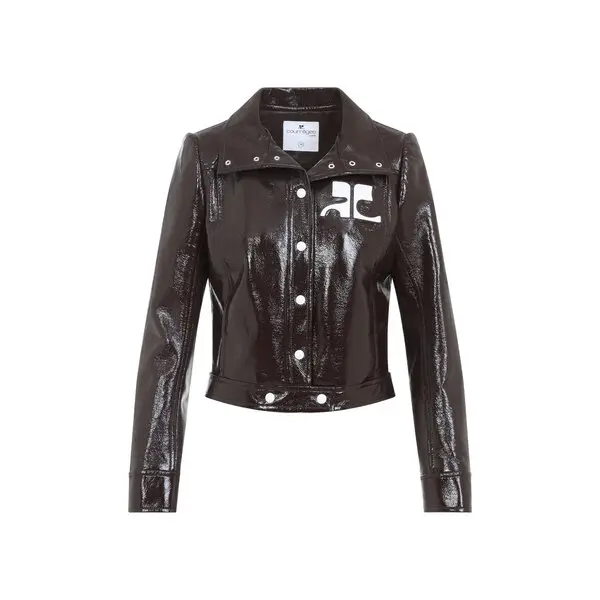 COURREGES Courrèges Chocolate Vinyl Logo Jacket - Brown
